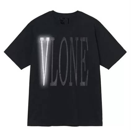 Vlone 3M Reflective Front Wordmark Back 'V' Logo Tee (Black)