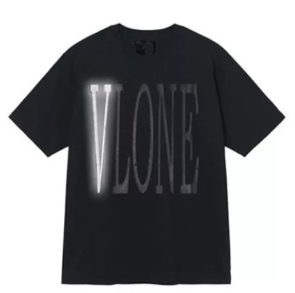 Vlone 3M Reflective Front Wordmark Back 'V' Logo Tee (Black)